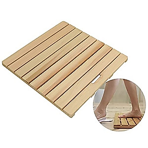 Bamboo Non Slip Shower Bathtub Mat, Sturdy Wooden Bath Mat for Indoor and Outdoor Use, Wooden Tray, Bathtub Accessories, Toilet Doormat Pet Mat (Color : Natural, Size : 30x30cm)