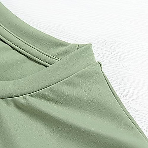 PRIMODA Women's Short Sleeve Slim Fitted Tee Shirt Top Basic Casual Crew Neck Workout Crop Top (Light Green S)