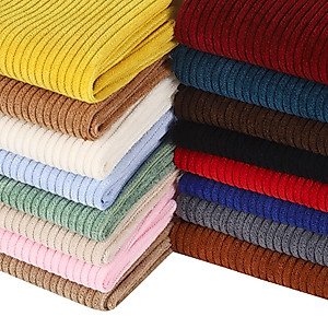 16 Pieces Wale Corduroy Fabric Solid Plain Thick DIY Sewing Crafts Materials Stretch Corduroy Fabric for Coat Shirt Dress Pants Costume Sofa DIY Sewing Craft Material