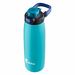 Bubba Radiant Stainless Steel Water Bottle with Push-Button Chug Lid 24oz., Island Teal Rubberized