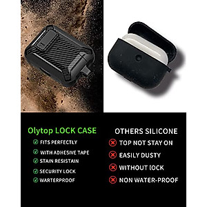 Olytop Case for Airpods Pro 2nd/1st Generation Case with Lock Lid, Rugged Latch Protective Cover, Shockproof Armor Skin Shell for Apple AirPod Pro Case 2022/2019 Black