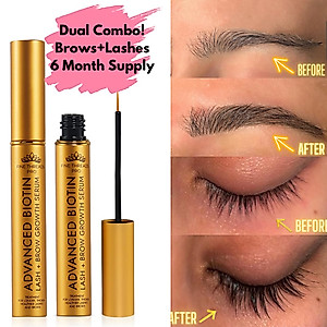 Eyelash Growth Serum Physician Developed, Advanced Biotin for Fuller, Longer, Thicker & Healthier Natural Lashes; Lash Extensions Safe, Oil-free, Irritation free, 5ml Plant-Based