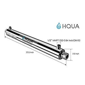 HQUA-OWS-6 Ultraviolet Water Purifier Sterilizer Filter for Kitchen Water Purification,6GPM 110V 25W Model HQUA-UV-6GPM + 1 Extra UV Tube