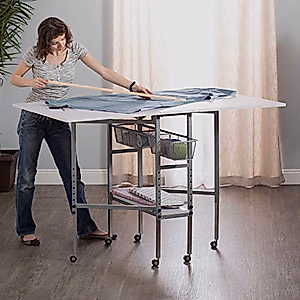Sew Ready Hobby and Cutting Table - 58.75" W x 36.5" D White Arts and Crafts Table with 2 Mesh Storage Drawers & Studio Designs Sewing Table, 45.5" W x 23.5" D x 30" H, Black/White