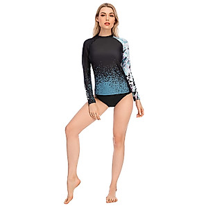 HUGE SPORTS Women's Rash Guard Long Sleeve Sun Protection UPF 50+ Swimwear Shirts Beast Series Quick Dry Swimsuit Top Rash Vest(Lion,L)