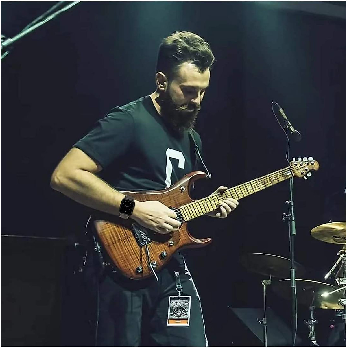 (4 Pack) Compatible with Apple Watch Band 45mm 44mm 42mm, C.M Genuine Leather Band Replacement Strap Compatible with Apple Watch Series 7/6/5/4/3/8/9/SE, Brown Blue Grey Black Band with Black