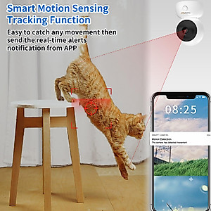 LuckSun 2K 1296P Indoor Security WiFi Camera Wireless One Button 2-Way Talk PTZ Smart Tracking Pet Baby Camera 360 View with Human & Sound Detection, Night Vision, SD Card Slot.