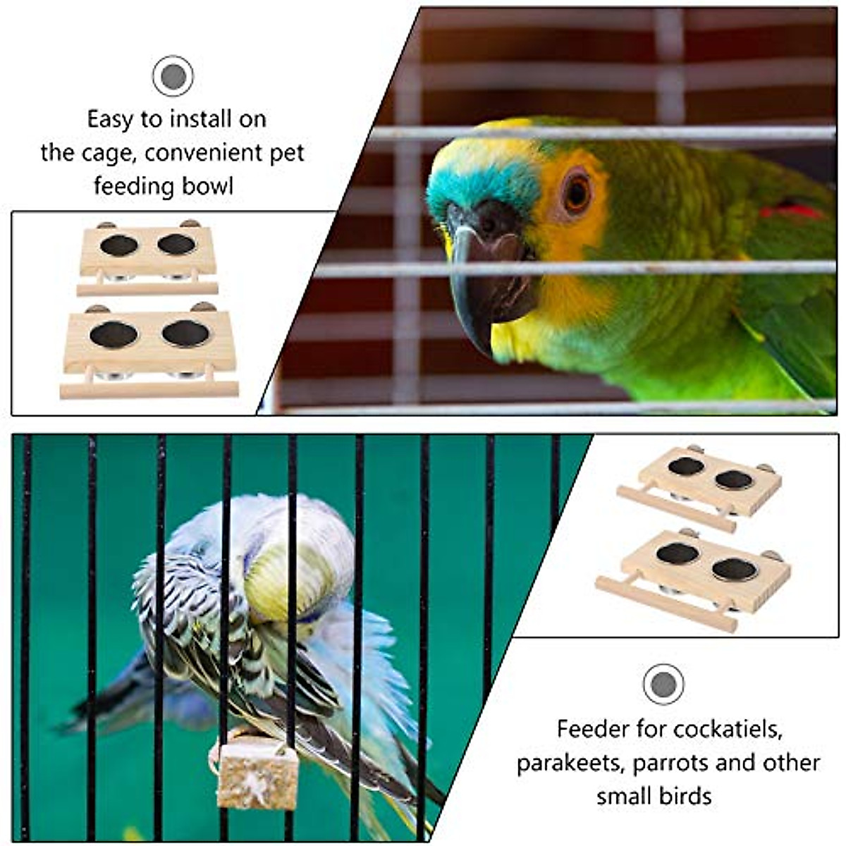 Balacoo Bird Parrot Feeding Cups with Clamp Window Pet Bird Water Feeder Stainless Steel Dishes Feeder for Cage Small Animal Parrot Cockatiel Conure Budgies Parakeet 2pcs