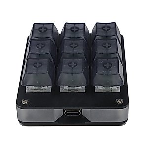 YMDK 9 Key CNC Aluminum QMK VIA Hotswap RGB Support Macro Type C Gateron Pro Yellow Switches Mechanical Keyboard Numpad for Gaming Photoshop (Black Case Black Caps)