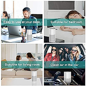 Mini Desktop Air Purifiers for Small Room and Bedroom, Low-noise Air Cleaner with HEPA Filter and USB Power Port