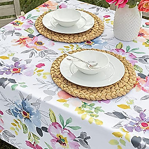 Benson Mills Indoor Outdoor Spillproof Fabric Tablecloth for Spring/Summer/Party/Picnic (Harper, 52" X 70" Rectangular)