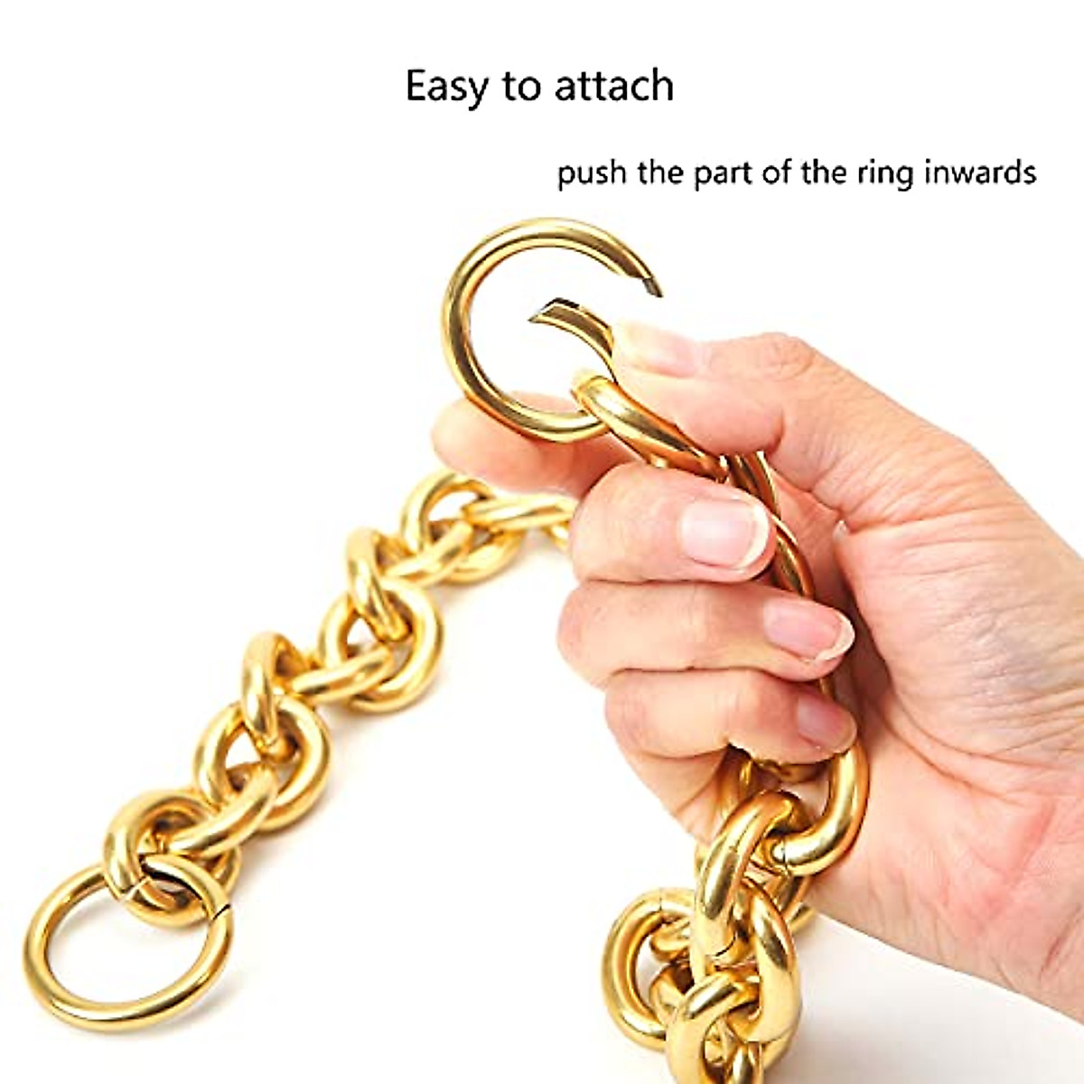 Fashionable Heavy Aluminum O Shape Metal Purse Chains Handle Shoulder Straps Replacement for Women's Handbags,Shoulder Bag (Antique Gold)