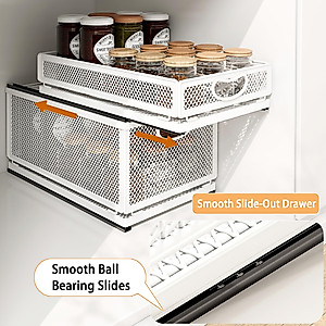 StorageWorks Pull Out Cabinet Organizer, Under Sink Organizers and Storage Rack, Slide Out Cabinet Drawers for Bathroom, Pantry, Kitchen, White