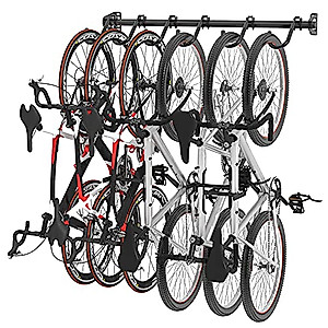 FLEXIMOUNTS 6-Bike Storage Rack for Garage, Heavy-Duty Wall Mount Hanger for Home & Garage, Holds Up to 300lbs