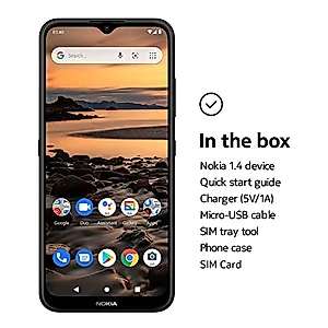 Nokia 1.4 | Android 10 (Go Edition) | Unlocked Smartphone | 2-Day Battery | International Version | 2/32GB | 6.51-Inch Screen | Charcoal