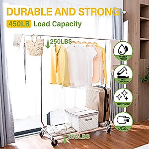 BIEAMA Clothing Garment Rack, Capacity 450 lbs Standard Rod, Heavy Duty Coat Rack, Chrome