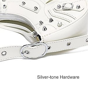 CATMICOO Shoulder Bag for Women Punk Style Rivet Satchel Handbags Y2K Purse with Removable Zipped Pouch