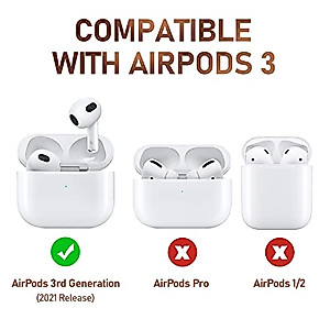 GMUDA for AirPods 3 Case, Protective Silicone Cover with Keychain, Compatible with AirPods 3rd Generation Case(2021), Front LED Visible (Tan)