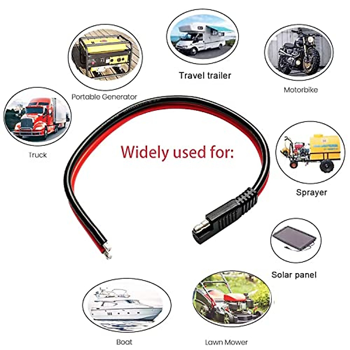 LINGYU 10AWG SAE Quick Connector Disconnect Plug (2 Pack) SAE Automotive Extension Cable, Solar Panel - 1ft/30cm