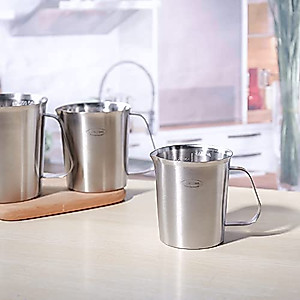 Measuring Cup, [Upgraded, 3 Measurement Scales, Including Cup Scale, ML Scale, Ounce Scale], Newness Stainless Steel Measuring Cup with Marking with Handle, 16 Ounces (0.5 Liter, 2 Cup)