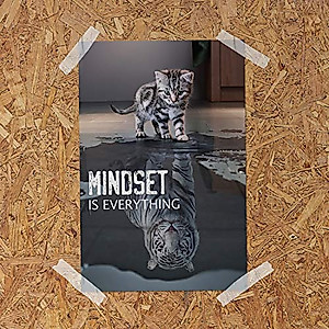 Mindset is Everything Poster Art Funny Cat Illustration Inspirational Poster Motivational Art Unframed Room Decor Printed Art Picture Mindset is Everything Cat 8" x 12"