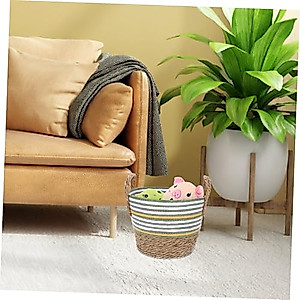 QUMIIRITY Rattan Storage Basket Woven Laundry Basket Waters Hyacinth Basket Woven Hamper Seagrass Belly Baskets Wicker Trash Can Woven Garbage Can Jute Planter Office Trash Bin