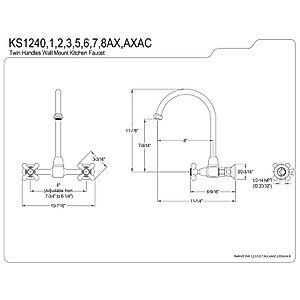 Kingston Brass KS1291AX Restoration Wall Mount Bridge Kitchen Faucet, Polished Chrome