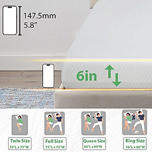 Haiput Wam Queen Mattress in a Box 12 Inch, Green Tea Mattress Certipur US Certified, Cool Gel Memory Foam Mattress Queen for Sleep and Pressure Relief