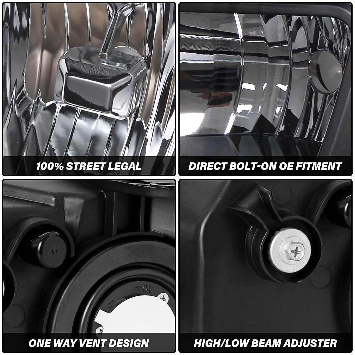 Bingbingmotor BRYGHT Headlight Assembly Fit for 09-20 Dodge Journey Passenger and Driver Side Halogen Replacement OE Headlamp Black Housing with Clear Reflector