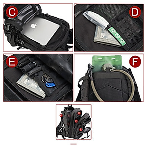 Small 30L Rucksack Pack for Outdoors, Hiking, Camping, Trekking, Bug Out Bag, Travel, Military & Tactical Army Molle Assault Backpack With US Flag Patch