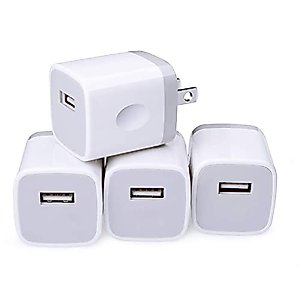 Charging Cube for iPhone, Charger Block, Power Bricks, NonoUV 4Pack Single Port USB Plug in Wall Charger Adapter Charger Box for iPhone 14 13 12 11 Pro Max 10 SE XR XS X 8 7 6,Samsung,Android,Kindle