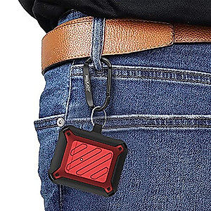 Maxjoy for Airpods 2 Case Cover, Airpods Protective Case Rugged Full-Body Hard Shell Shockproof Cover with Keychain Compatible with Apple Airpods 2 1 Charging Case (Front LED Visible), Red