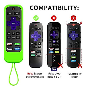 [2 Pack] Climberer silicone remotes cover case Compatible with TCL,Roku, Hisense remote | Roku Express 4K+ 2021 | Roku Streaming Stick+/Stick 4K 2021(Luminous Green + Blue)