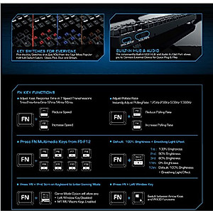 Mechanical Gaming Keyboard Brown Switch - LED Backlit Full Mechanical Keyboard with 104 Keys