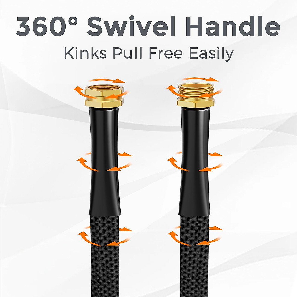 Giraffe Tools Garden Hose 25FT Lightweight Lay Flat Water Hose Kink Free Flexible Hose with 9 Spray Function Nozzle（Black）