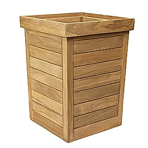 Sporty's Outdoor Kitchen Teak Wood Weather Resistant Garbage Can Waste Bin