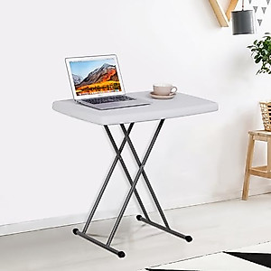 F2C 30-Inch Folding Table, Multi-Functional Personal Table,Portable and Adjustable Height for TV Trays, Laptop, Sewing,Ideal for Small Spaces,Camping Picnic Party Table On-The-Go Needs, White