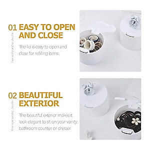 minkissy 3pcs Clamshell Cotton Swab Storage Box ‎PP ‎Cotton Swab Holder Cotton Round Dispenser Cotton Swab Containers for Bathroom Home Storage