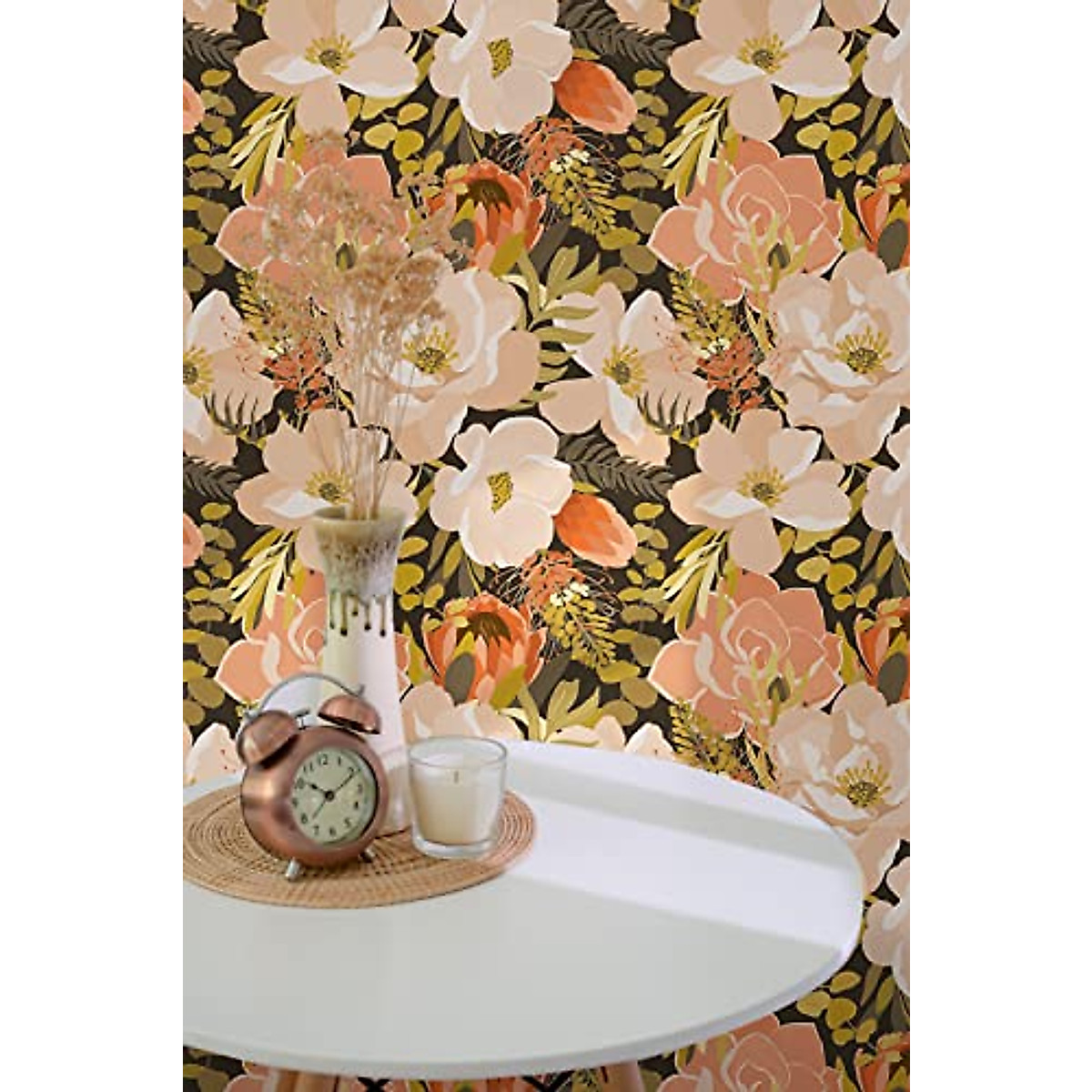 Floralplus Boho Peel and Stick Wallpaper Floral Removable Wallpaper Peel and Stick Boho Stick On Wallpaper Renter Friendly Wallpape for Bedroom Bathroom Wallpaper 17.7 * 118in