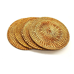 BEEHOMEE Trivets for Hot Dishes - Woven Rattan Trivets Hot Pads for Dinning Table,Kitchen Heat Resistant Straw Dish Coasters Placemats Pot Holder (7.87 Inch)