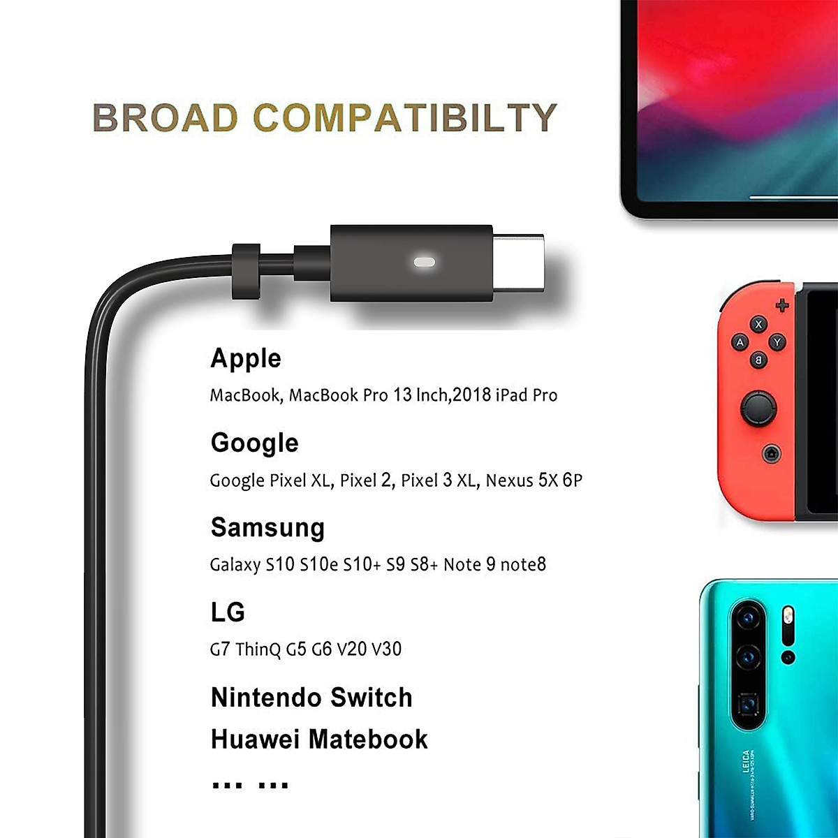 45W USB C Adapter Power Charger for DELL XPS 11 12 9250; Dell XPS 13 9360 9365 9370 9333 9380,Latitude 7275 7370 5175 5285 5290-2in1 7390-2in1,LA45NM150,0HDCY5,04RYWW