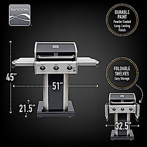 Kenmore 3 Burner Outdoor Patio Gas BBQ Propane Grill in, Black