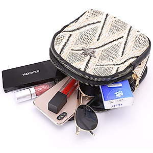 Small Crossbody Bags Shoulder Bag for Women Bee Stylish Lady Fashion Cute Purse Mini Handbag straw rope design hollow-carved (Black3)