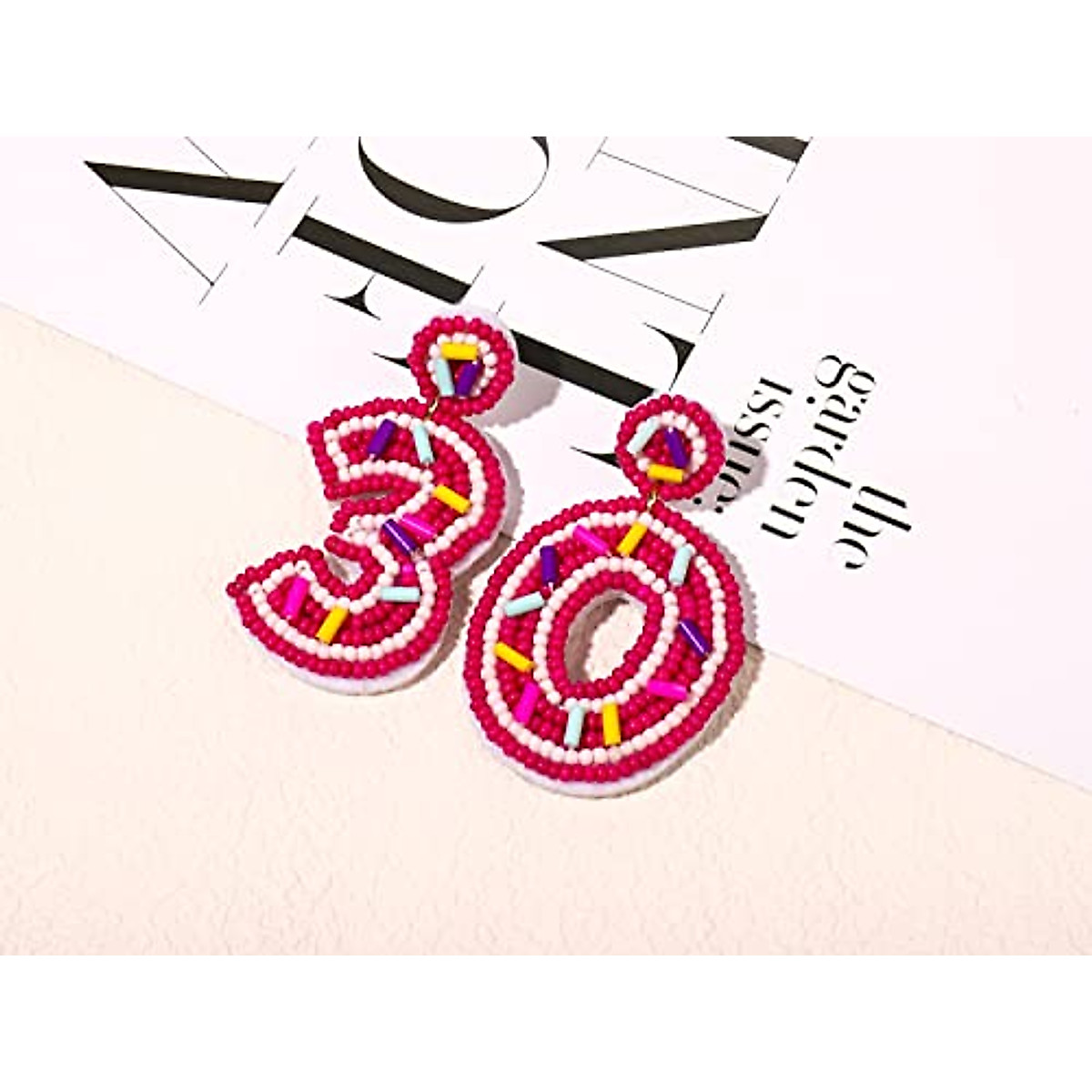 Beaded Birthday Earrings for Women Girls 40th 30th 21th Happy Birthday Earrings Statement Celebration Holiday Drop Dangle Earrings Birthday Festive Party Jewelry Gifts (30)