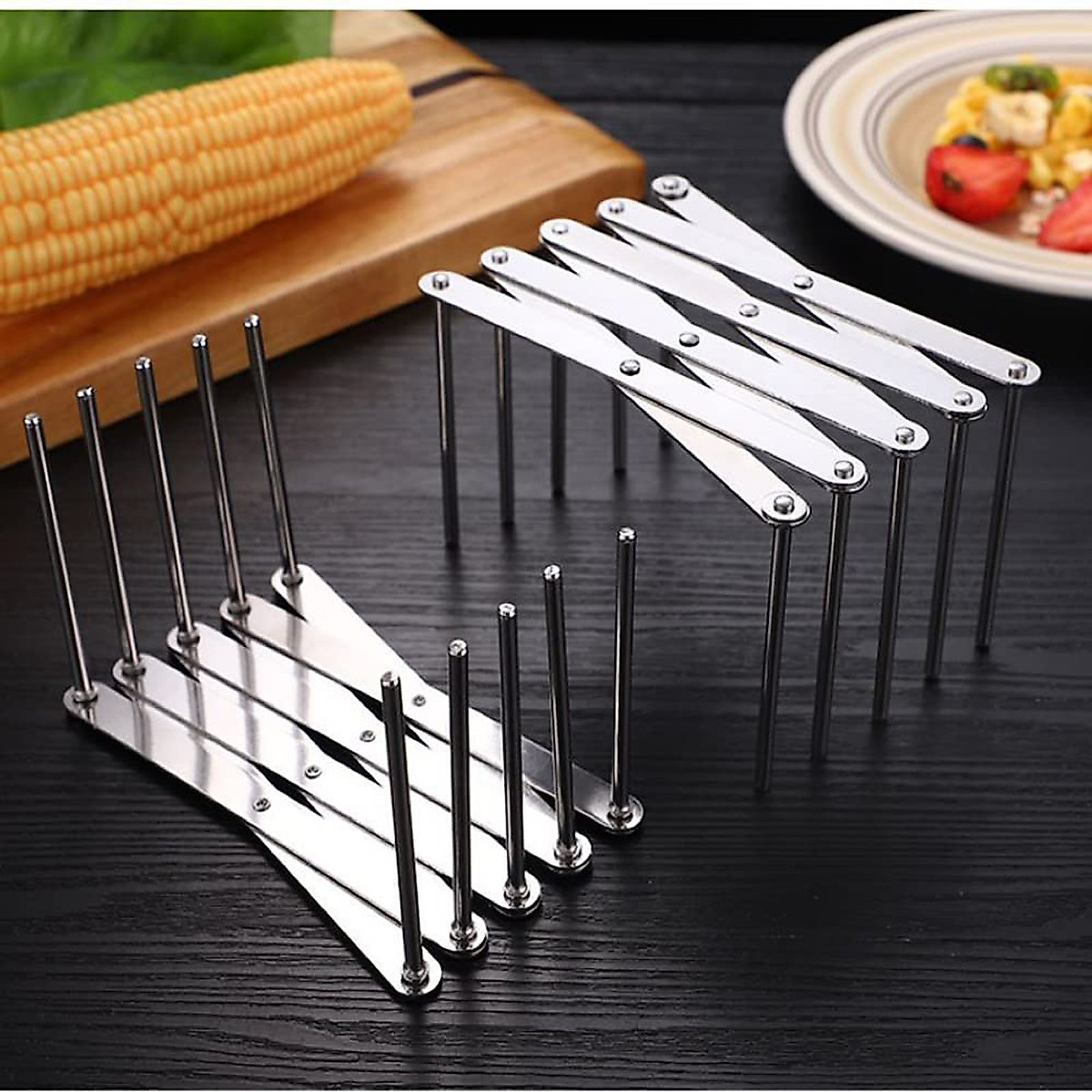 Hniuyun 2pcs Pot Lid Holder, Extendable Pot Lid Organizer, Multipurpose Steamer Rack Pans Holder for Glasses Flexible Plate Holder