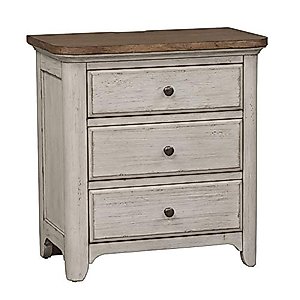 Liberty Furniture Farmhouse Reimagined White 3 Drawer Night Stand w/Charging Station