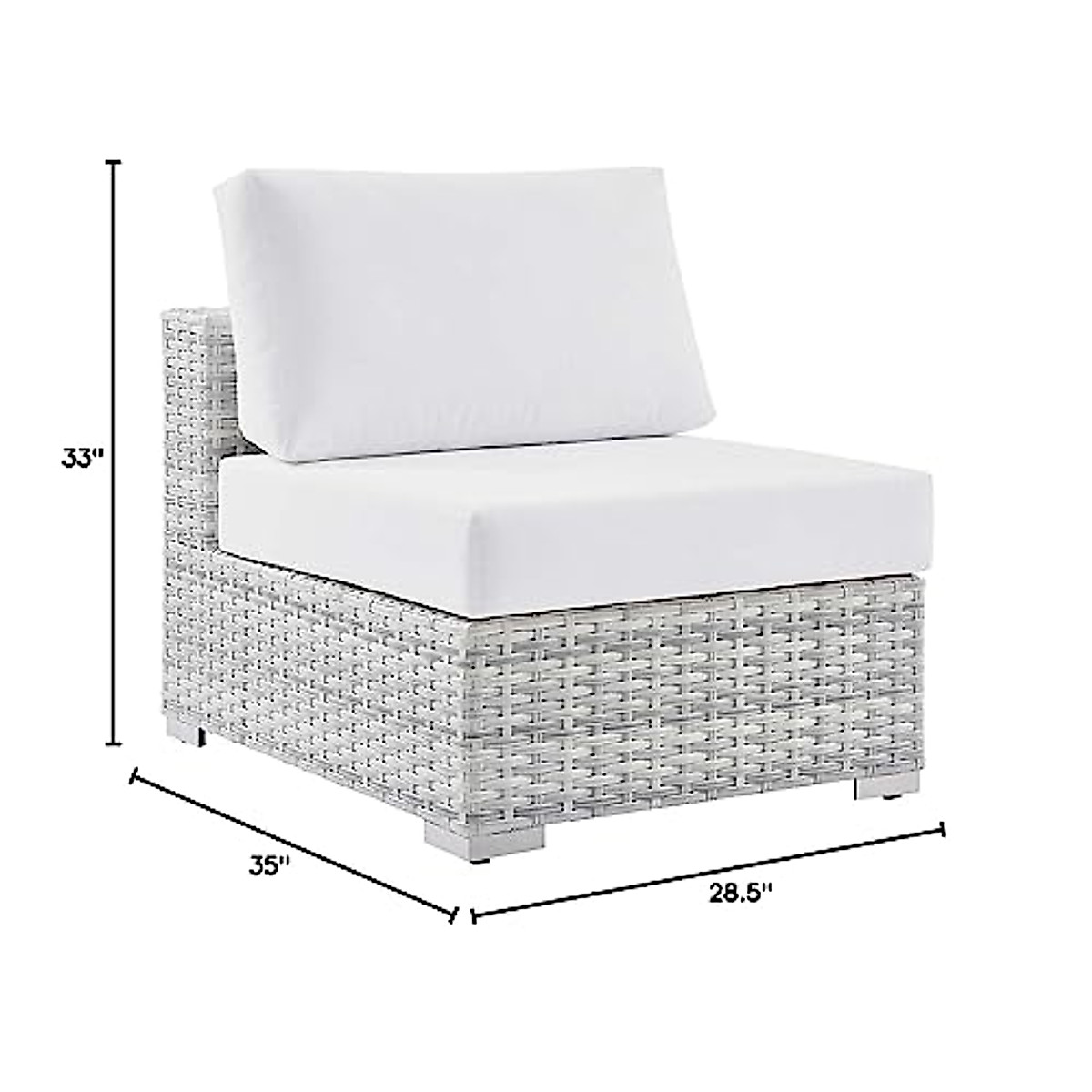 Modway EEI-4298-LGR-WHI Convene Outdoor Patio Chair Armless, Light Gray White