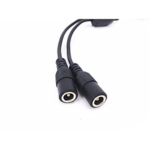 HUALAND 2 Pack Black 1 Male to 2 Female 5.5x2.1 Splitter CCTV DC Power Supply Splitter Cable,DC Y Splitter Cable