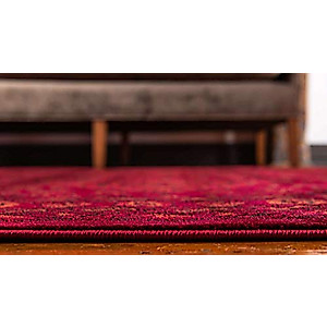 Unique Loom Tekke Collection Over-Dyed Saturated Traditional Torkaman Area Rug, 9 ft x 12 ft, Red/Black