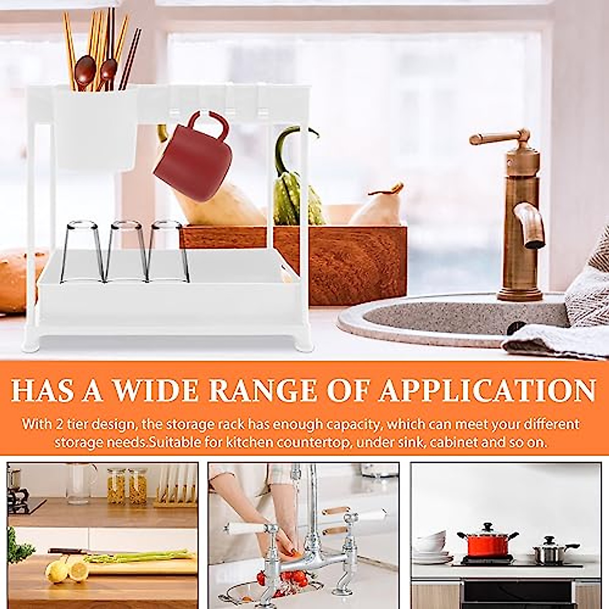 Kichvoe 1 Set cabinet drawer cabinet storage shelf telescopic sink shelf under sink organizer telescopic sink storage rack under sink storage bins cupboard storage box white pp